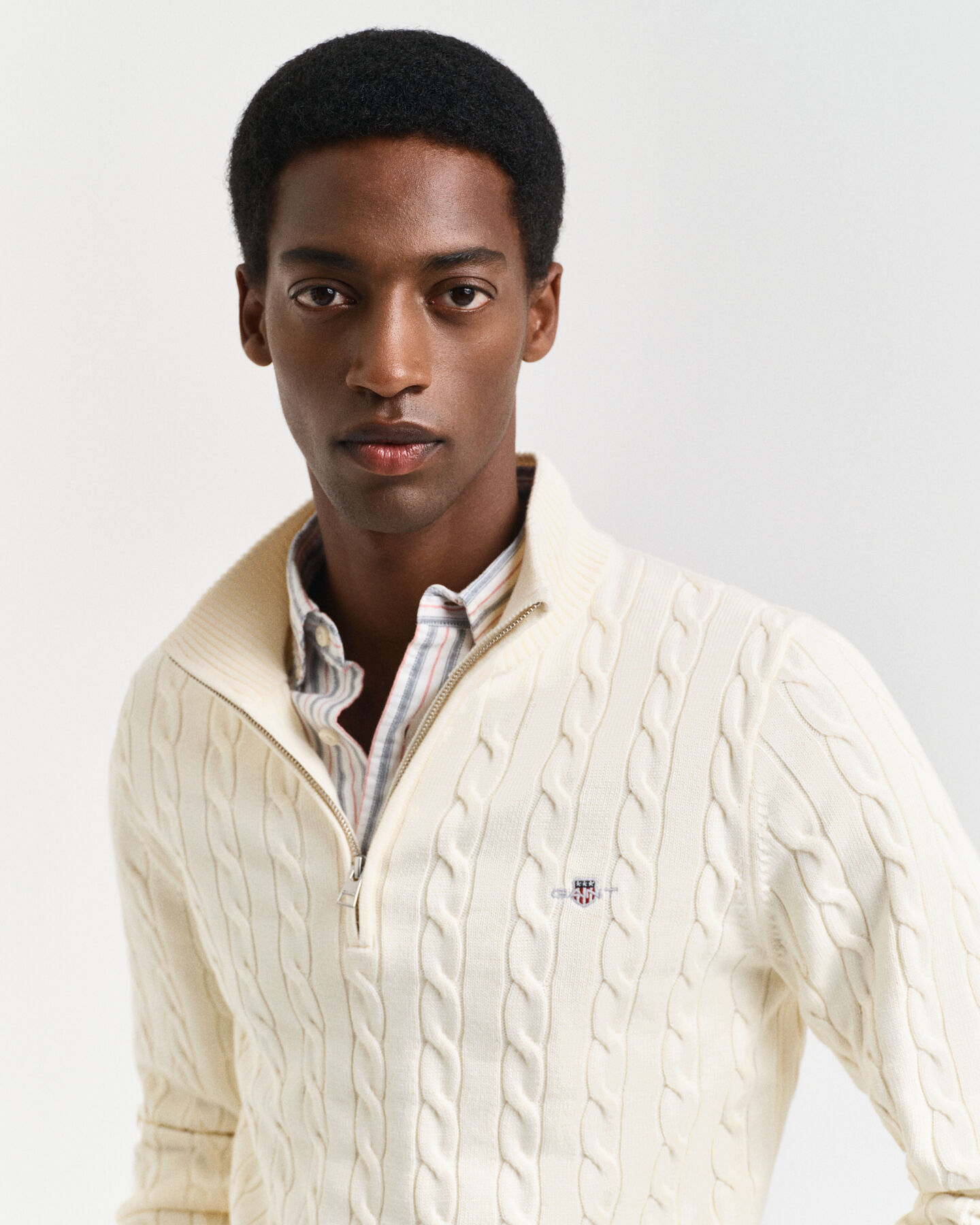 Cotton Cable Knit Half-Zip Sweater - GANT