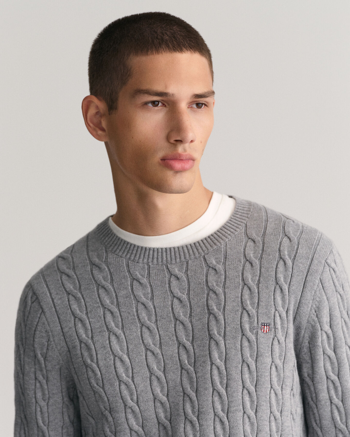 Cotton Cable Knit Crew Neck Sweater - GANT