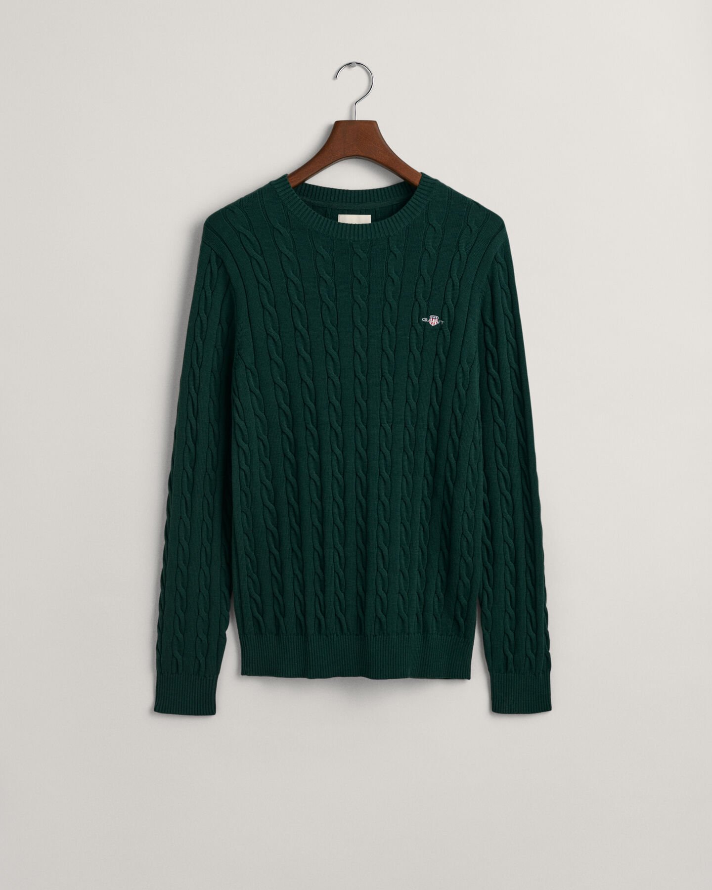 Cotton Cable Knit Crew Neck Sweater - GANT