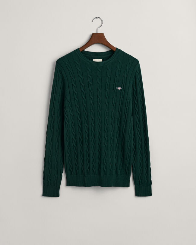 Cotton Cable Knit Crew Neck Sweater - GANT