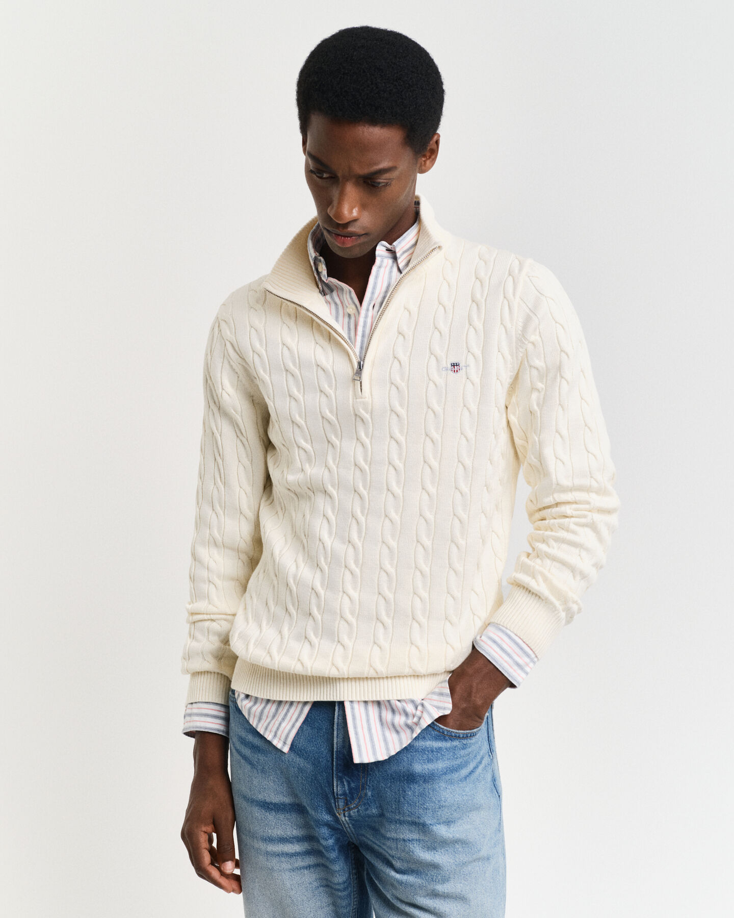 Cotton Cable Knit Half-Zip Sweater - GANT