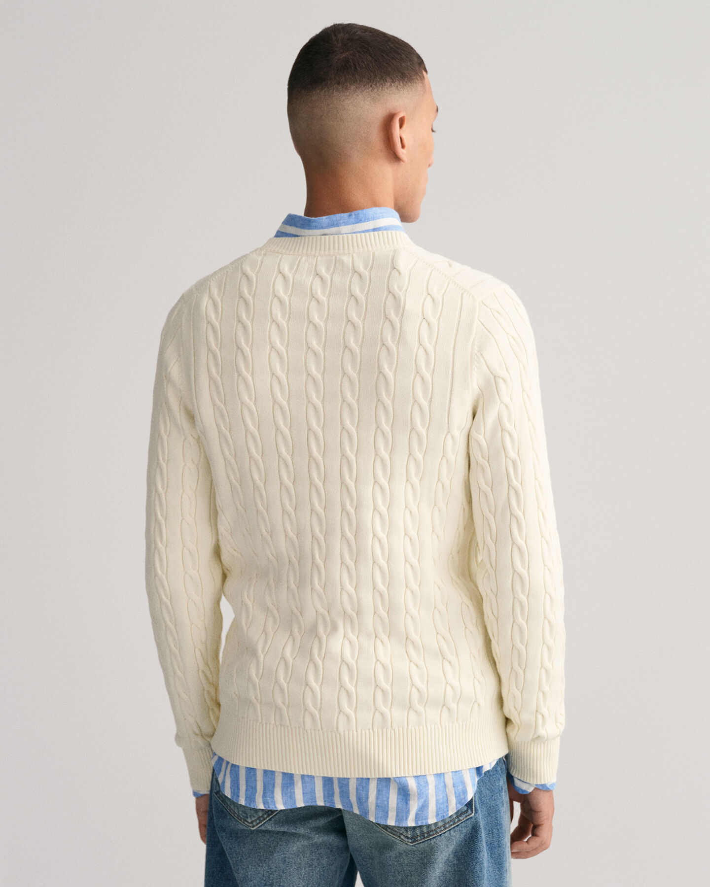 Cotton Cable Knit Crew Neck Sweater - GANT