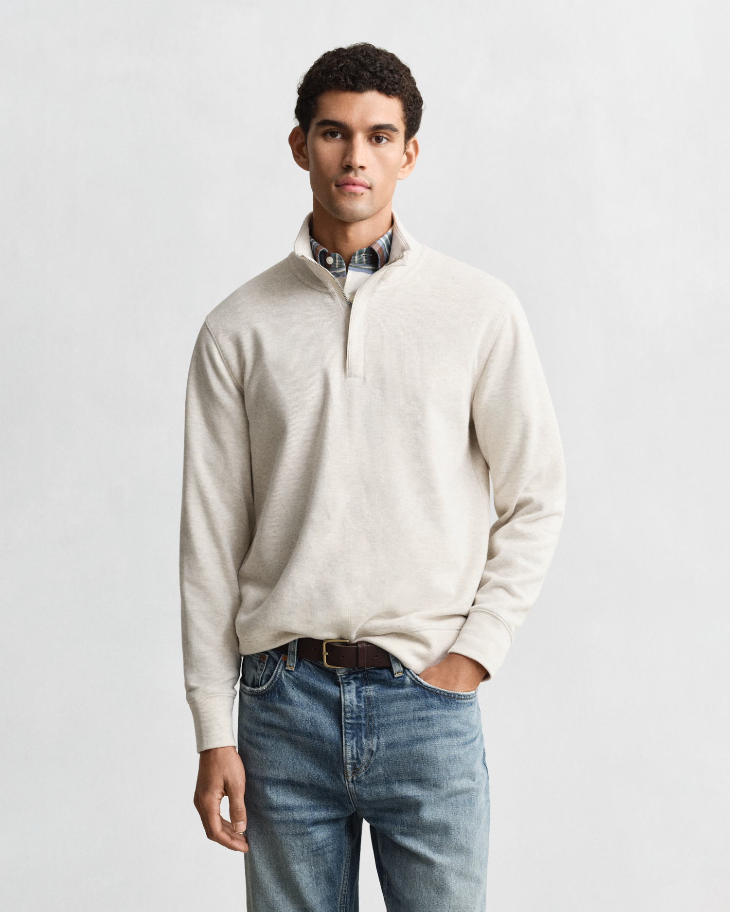 Light Sacker Rib Half-Zip Sweatshirt - GANT