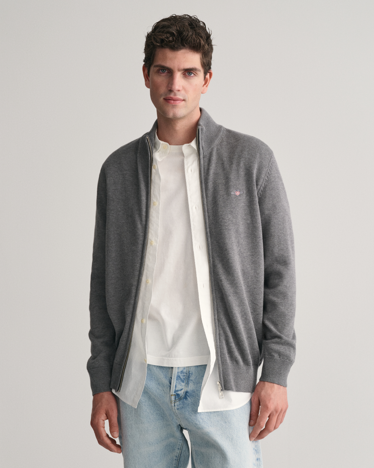 Casual Cotton Zip Cardigan - GANT
