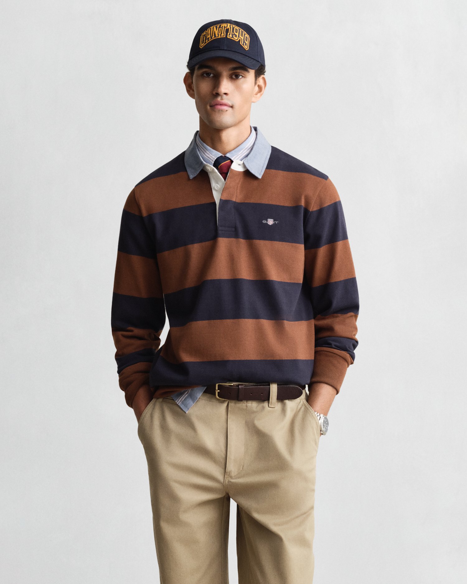 Chambray Collar Striped Heavy Rugger - GANT