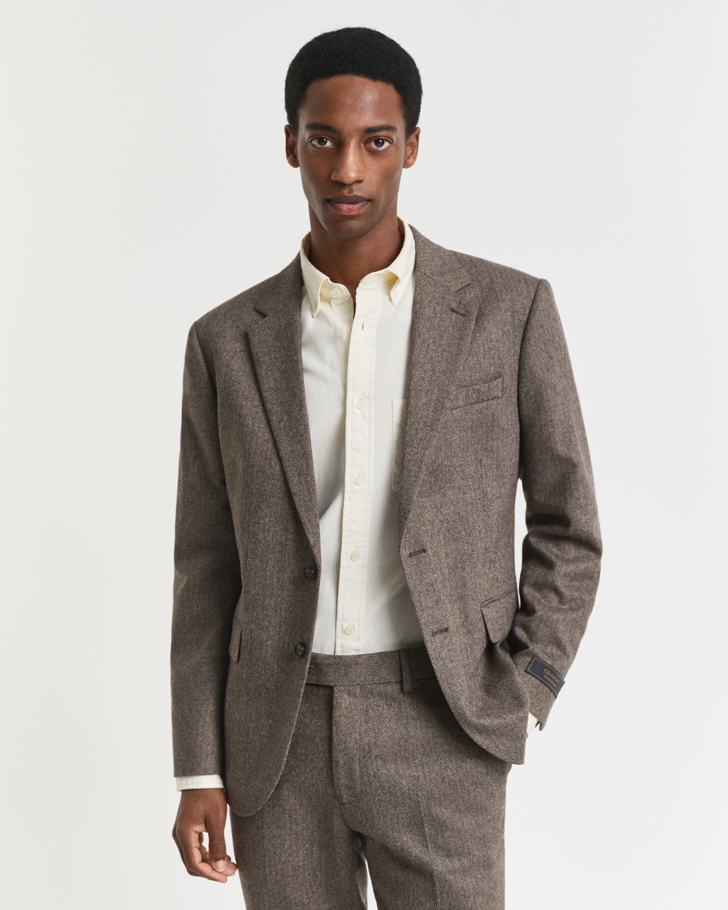 Slim Fit Flannel Herringbone Suit Jacket - GANT