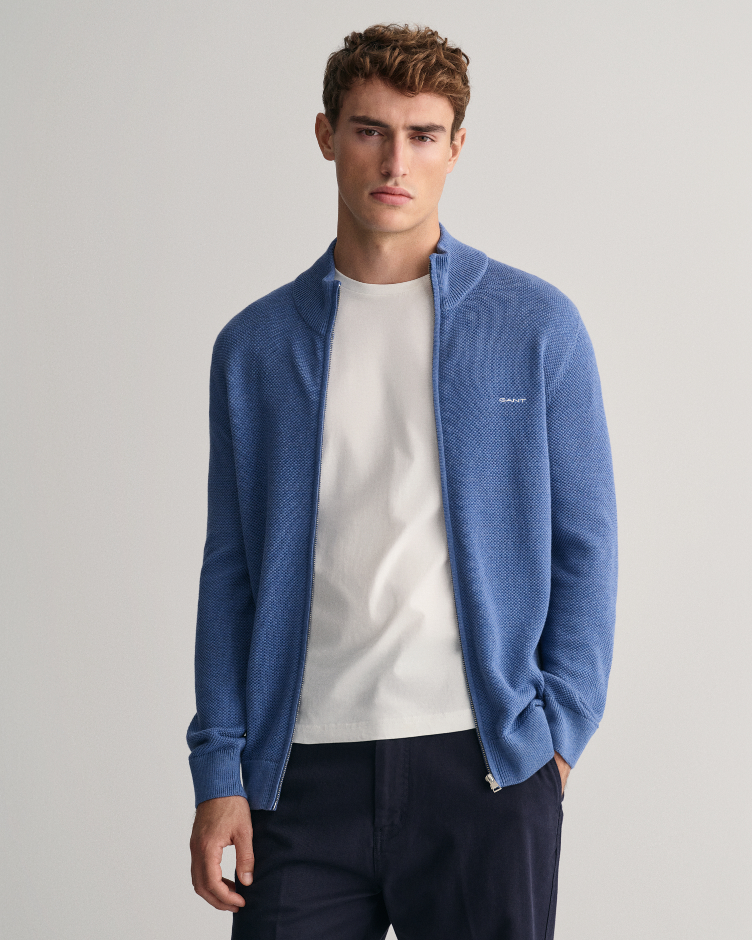 Cotton Piqué Zip Cardigan - GANT