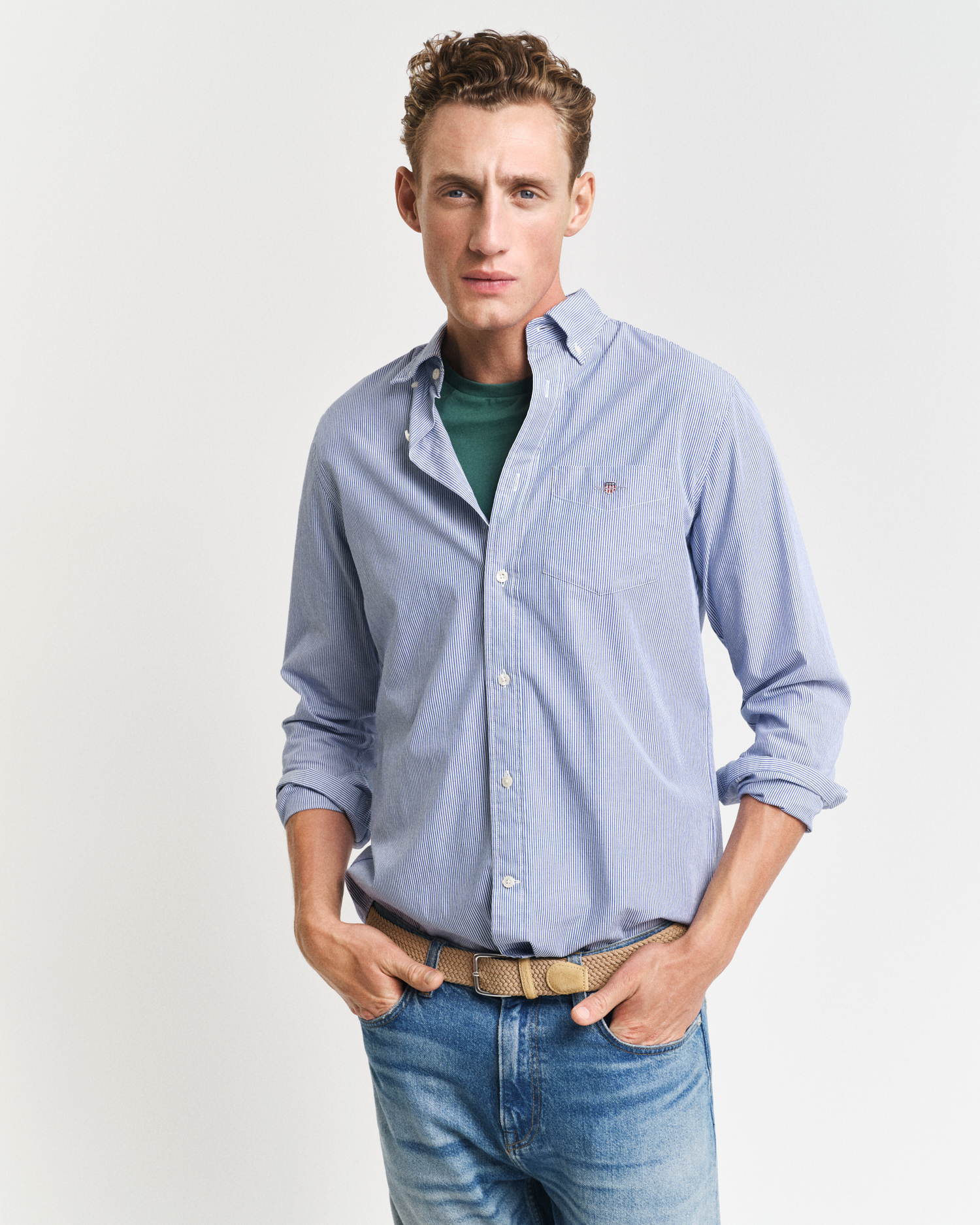 Regular Fit Classic Banker Stripe Poplin Shirt - GANT