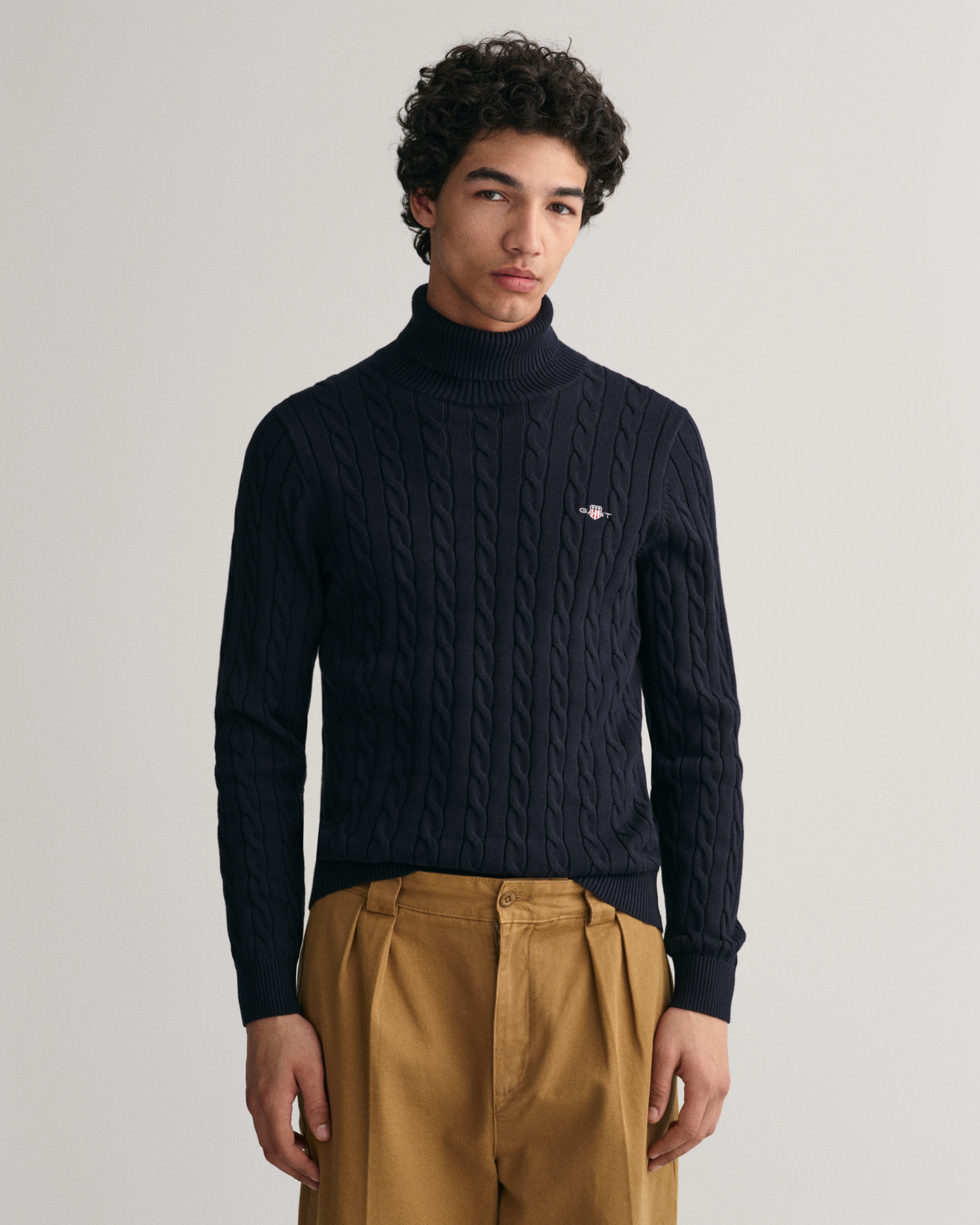 Cotton Cable Knit Turtleneck Sweater - GANT