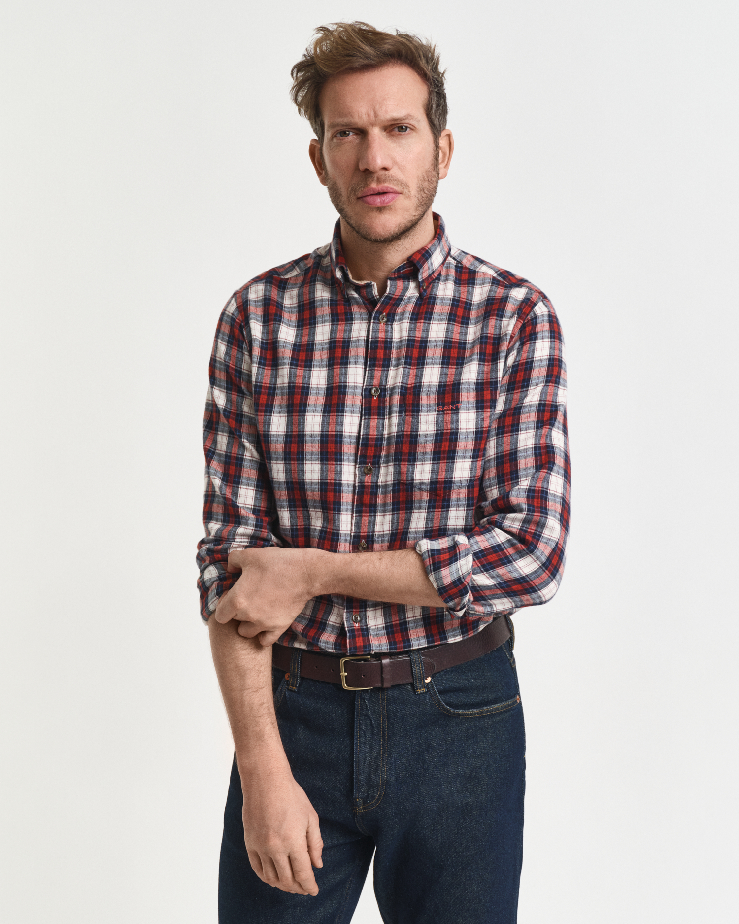 Regular Fit Checked Windblown Flannel Shirt - GANT